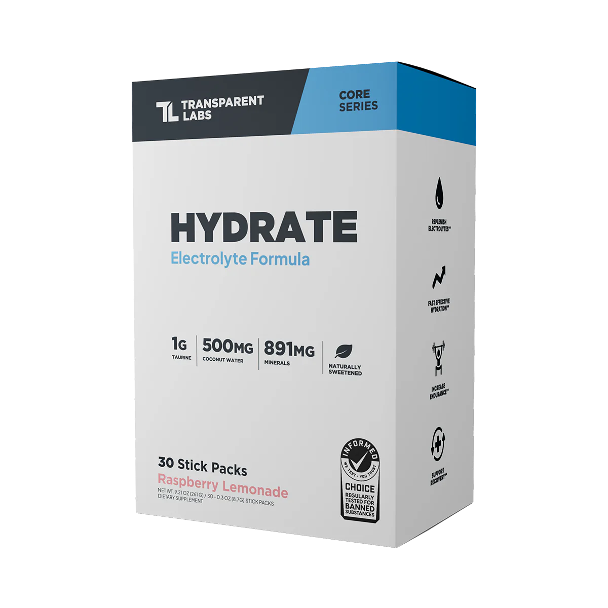 Hydrate Stick Packs 30ct | Transparent Labs – Nutrition Faktory